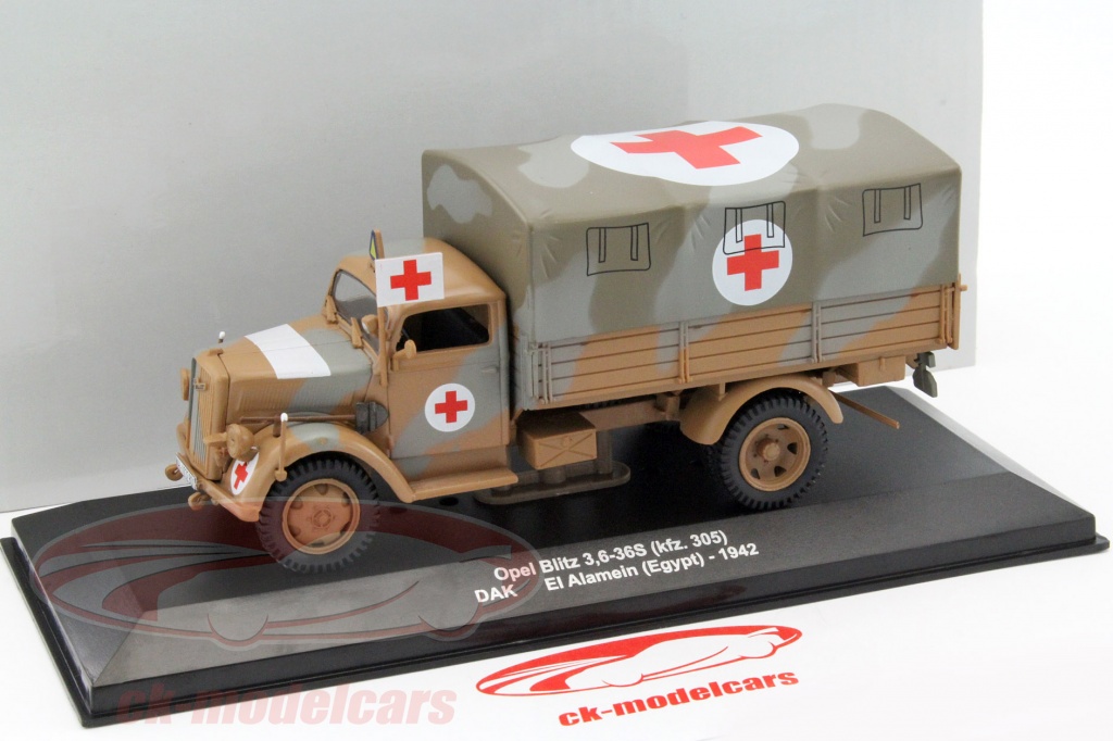 Altaya 1:43 Opel Blitz 3,6-36S DAK El Alamein 1942 brun MAG EX72 modèle ...