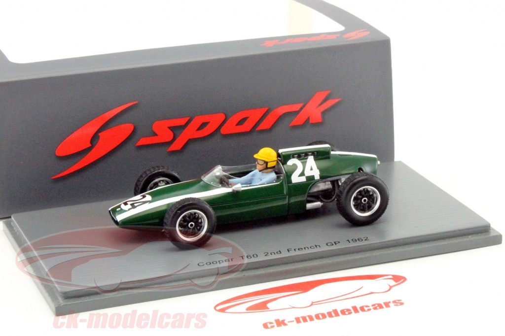 Spark 1:43 Tony Maggs Cooper T60 #24 2nd France GP formula 1 1962 S4803 ...