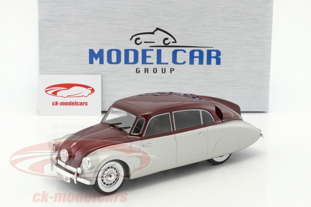 ModelCarGroup 1:18 Tatra 87 silver / dark red ModelCar Group MCG18067 ...