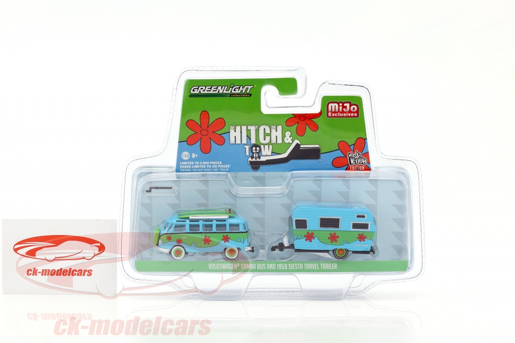 Greenlight 1:64 Volkswagen VW Samba Bus With Siesta Travel caravan ...