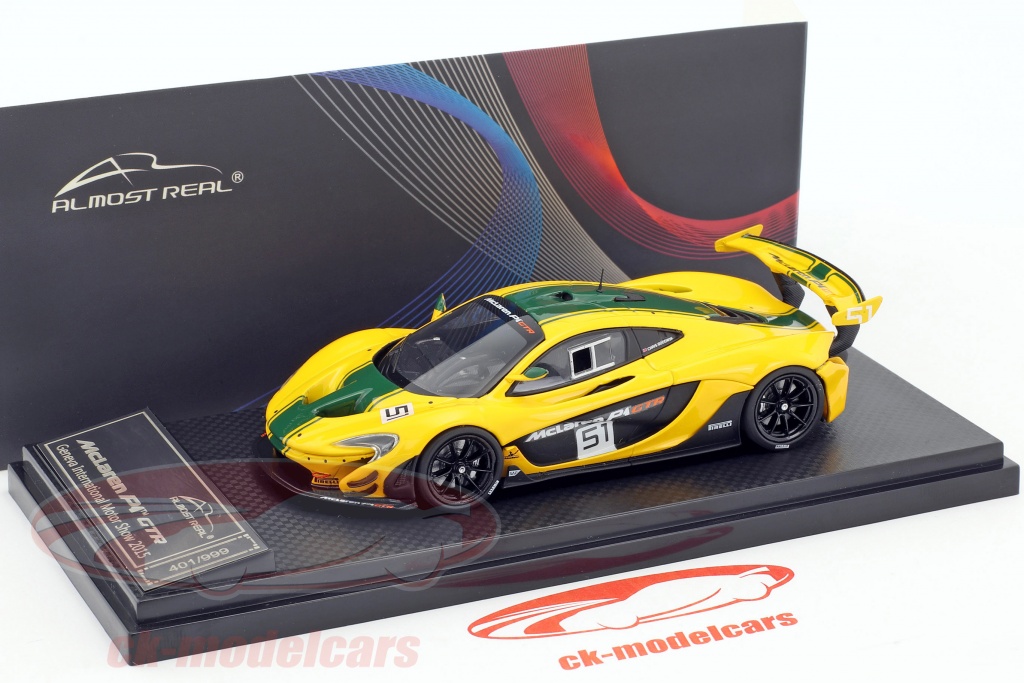Almost Real 1:43 McLaren P1 GTR #51 engine show Geneva 2015 yellow ...