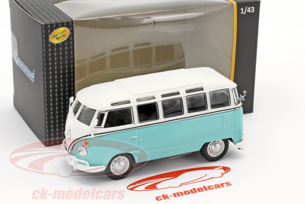 Cararama 1:43 Volkswagen VW T1 Samba Bus turquoise / white 4-60347 ...