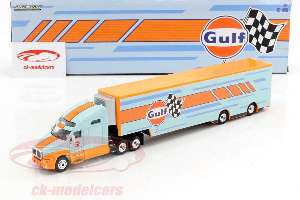Greenlight 1:64 Kenworth T2000 Transporter Gulf blue / orange 29929 ...