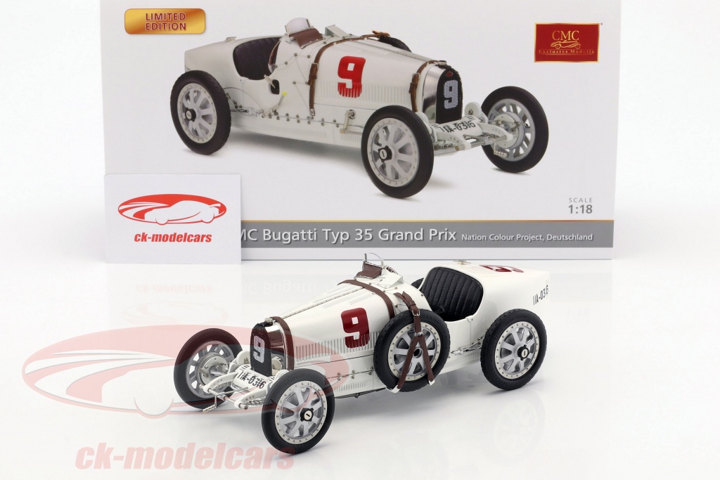 CMC 1:18 Bugatti Type 35 Grand Prix #9 Nation Colour Project Germany M ...