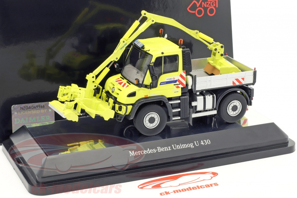 NZG 1:50 Mercedes-Benz Unimog U 400 Mulag MKM 700 yellow / silver 9101/ ...
