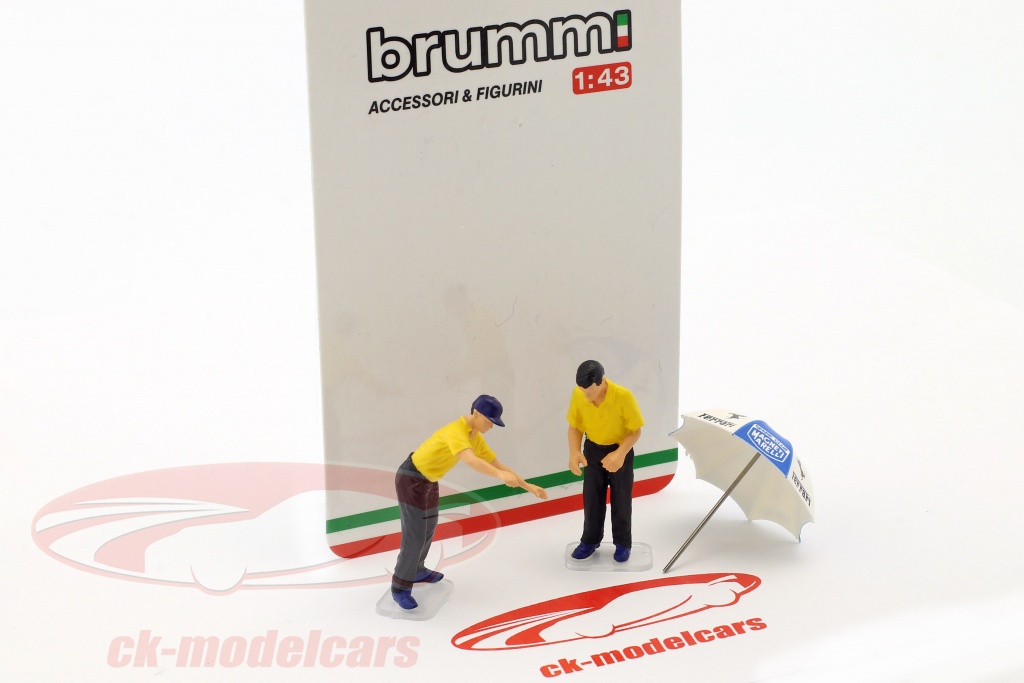 Brumm 1:43 Set Pit Stop Mechanics With umbrella F098 model car F098 8020677024927