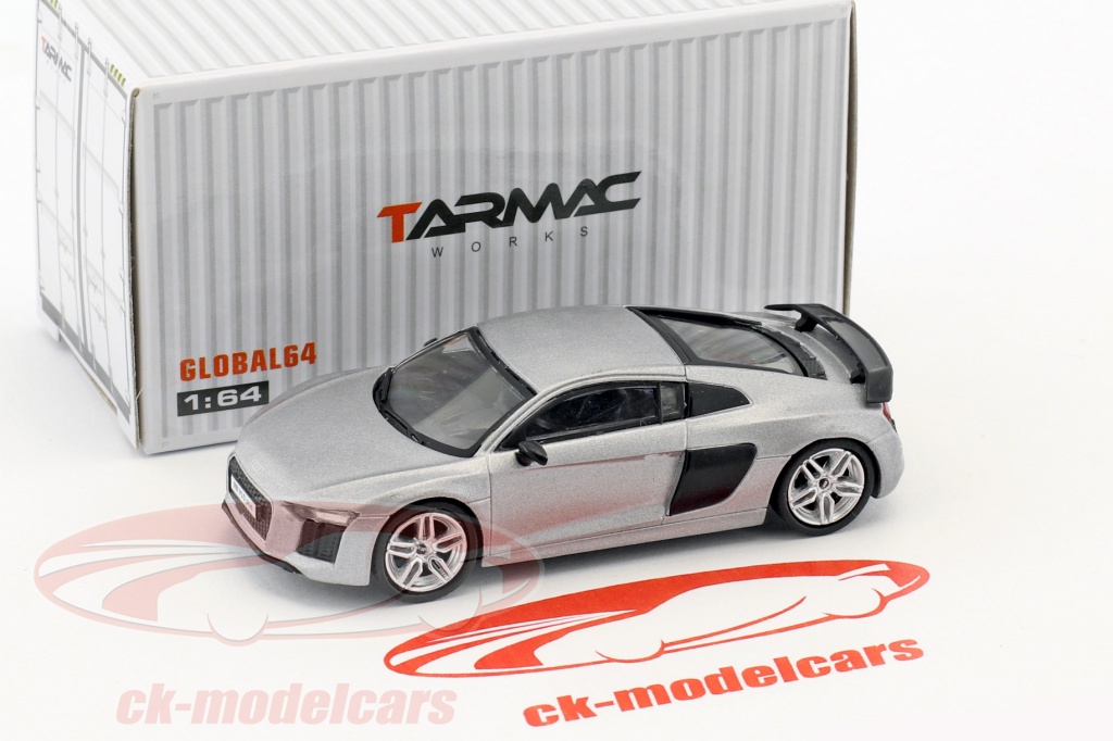 Tarmac Works 1:64 Audi R8 V10 Plus matt silber T64G-001-SL Modellauto ...