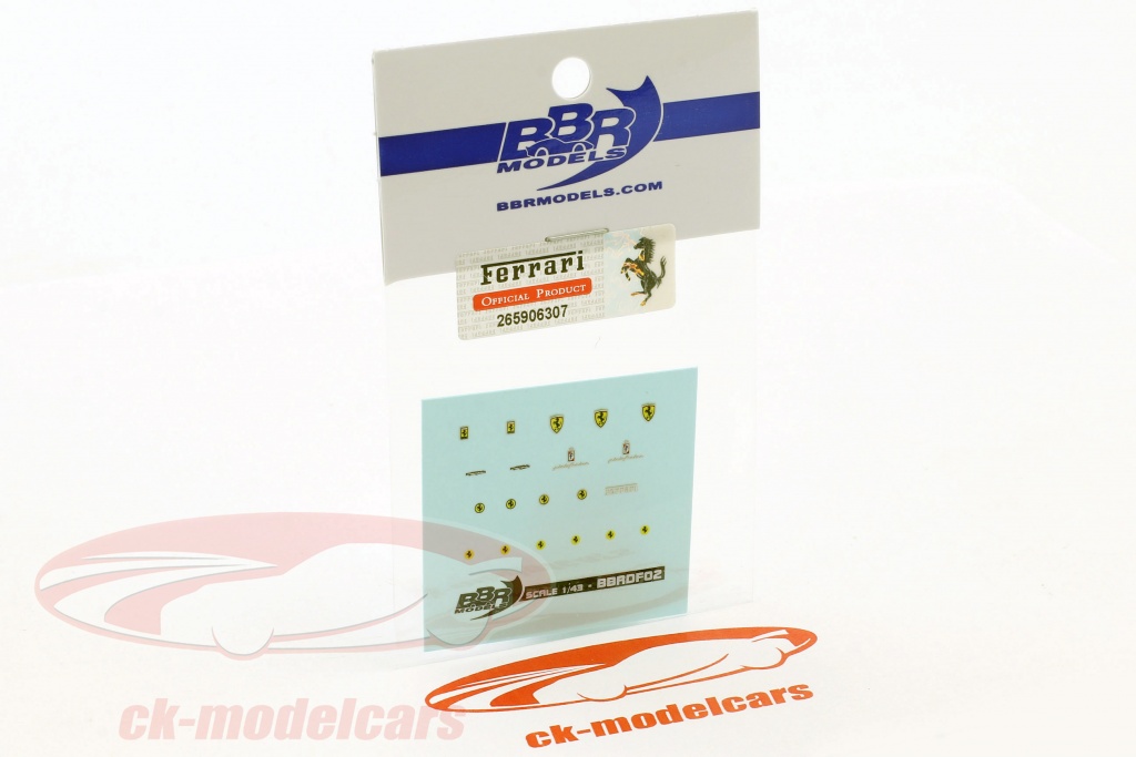 BBR Models 1:43 Ferrari Decal Set 以下のために モデル で スケール BBRDF02 モデル 車 BBRDF02