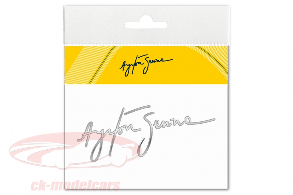 Ayrton Senna autocollant signature 3D argent 100 x 60 mm AS-15-898-S AS ...
