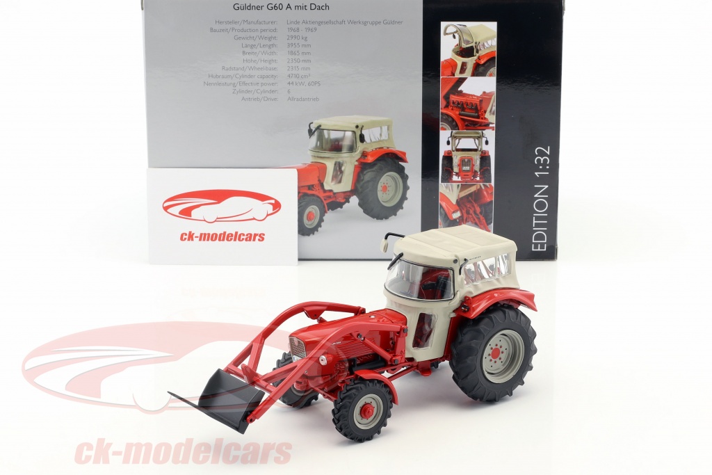 Schuco 1:32 Güldner G60 A with top, roof red / beige 450778600 model ...
