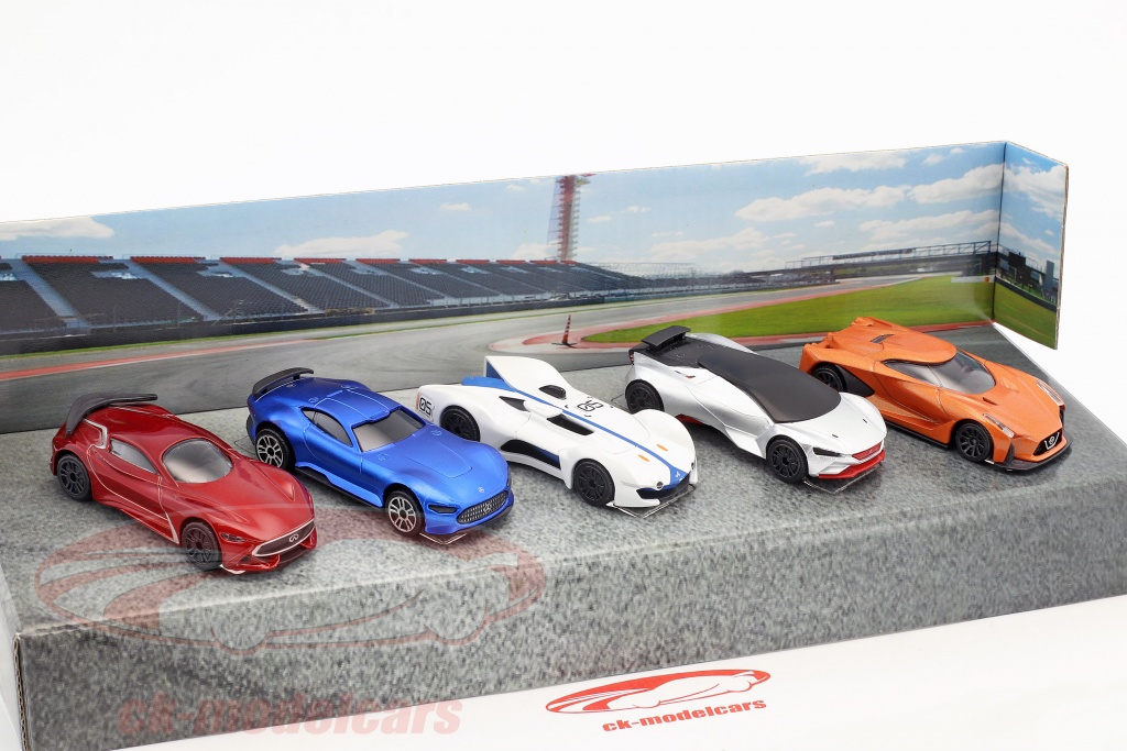 Majorette 1:64 5-Car Set Vision Gran Turismo 赤 / ブルー / 白 / 銀 / オレンジ ...
