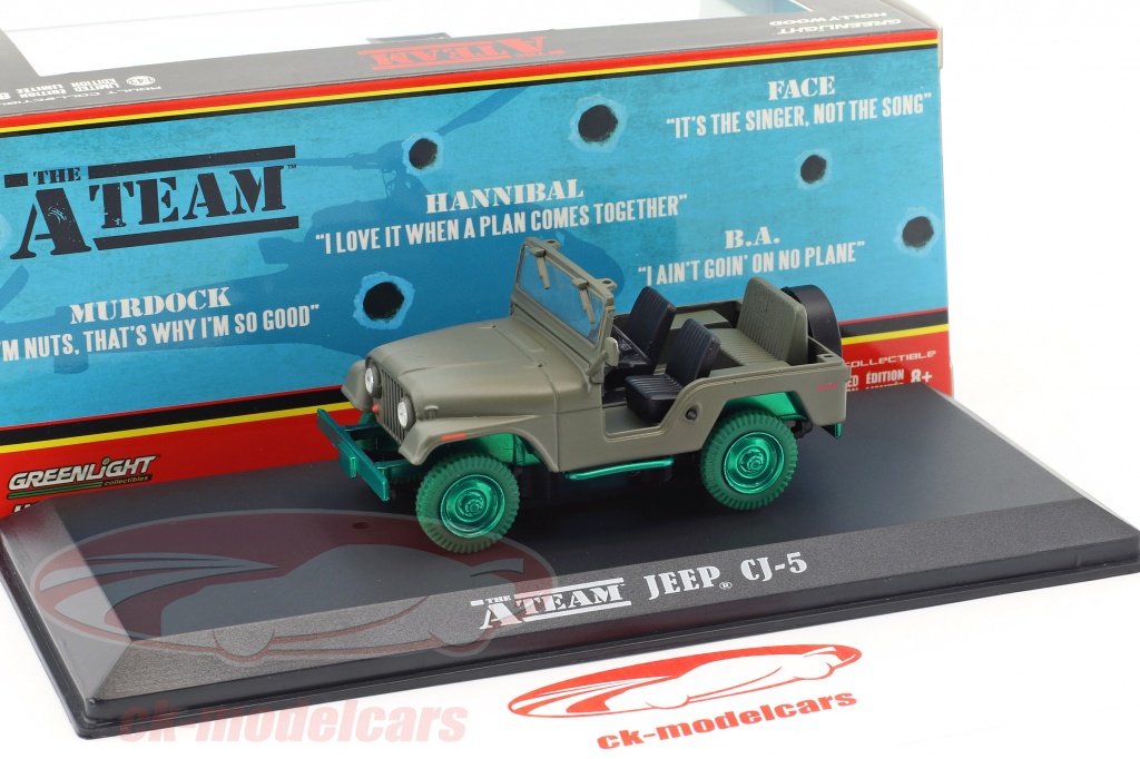 Greenlight 1:43 Jeep CJ-5 TV series The A-Team (1983-87) army green ...