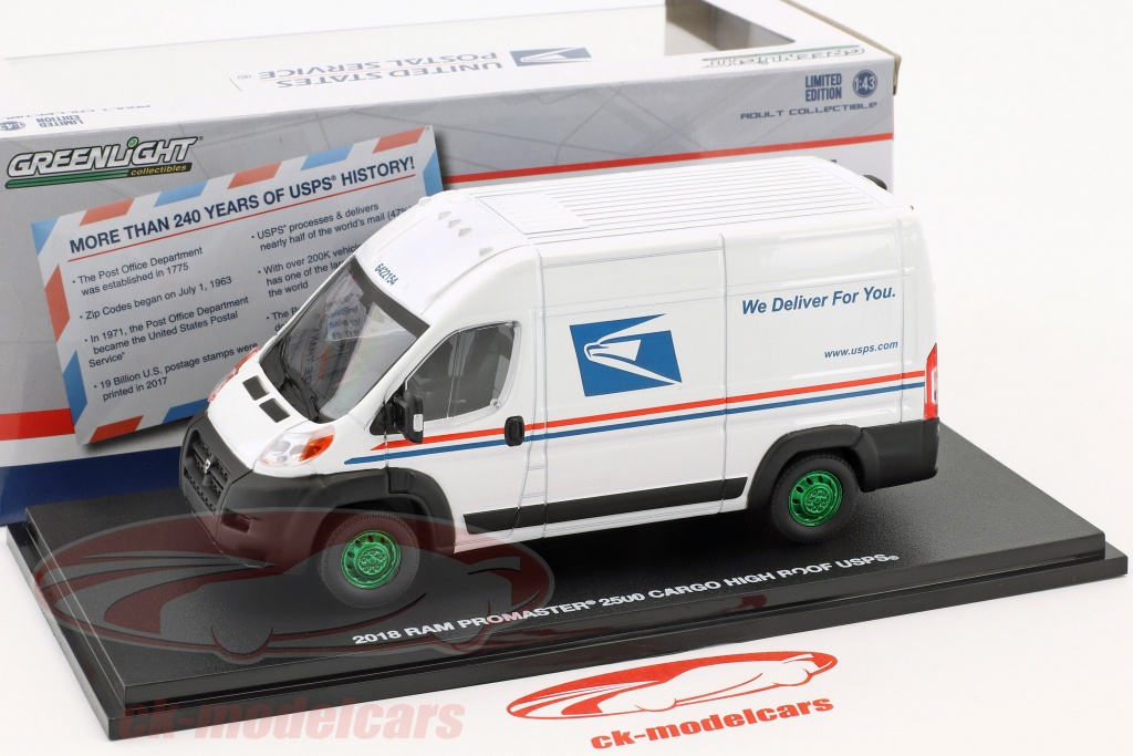 Greenlight 1:43 Ram ProMaster 2500 Cargo USPS Kastenwagen Baujahr 2018 ...