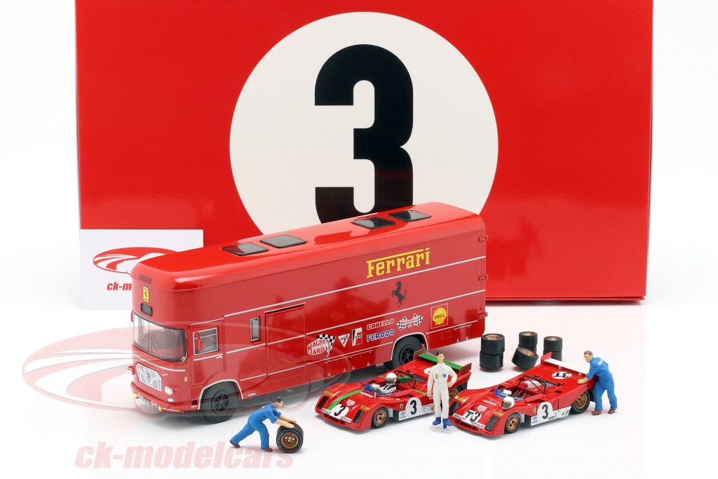 Brumm 1:43 Set Renntransporter Scuderia Ferrari with 2x Ferrari 312 PB ...