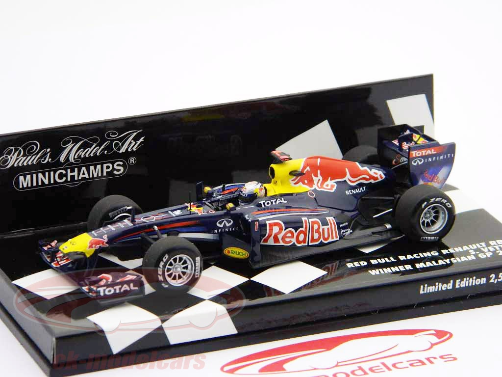 Minichamps 1:43 S. Vettel Red Bull Renault RB7 Winner Malaysian GP Formel 1 2011 410110101 ...