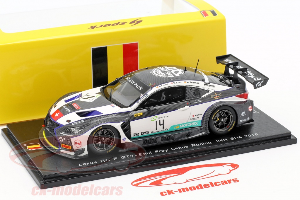 Spark 1:43 Lexus RC F GT3 #14 24h Spa 2018 Costa, Klien, Seefried SB211 ...