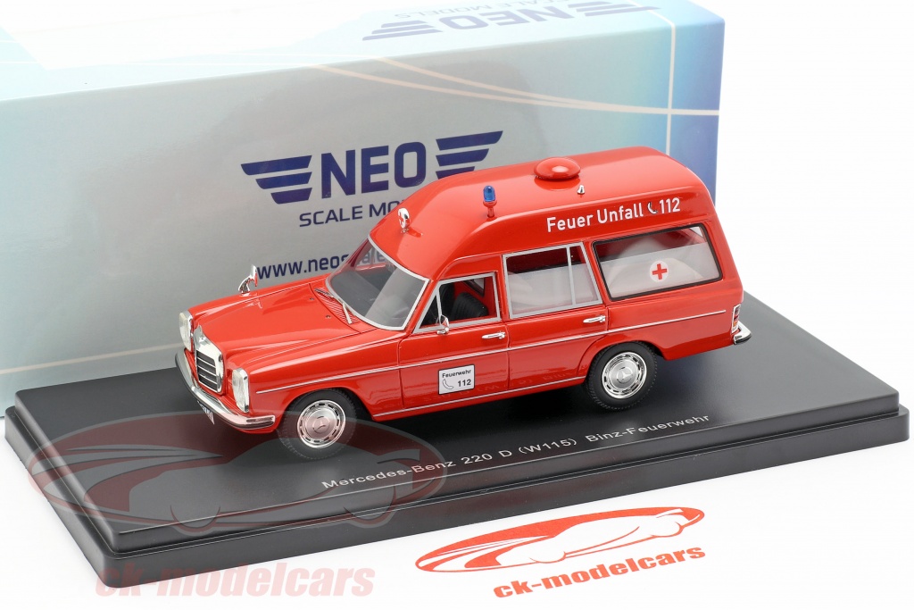 Neo 1:43 Mercedes-Benz 220D (W115) Binz Ambulance red NEO47155 model ...