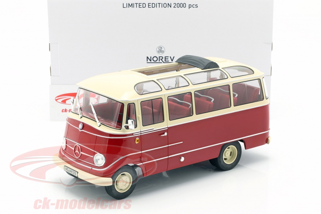 Norev 1:18 Mercedes-Benz O319 bus Year 1960 red / beige 183410 model ...
