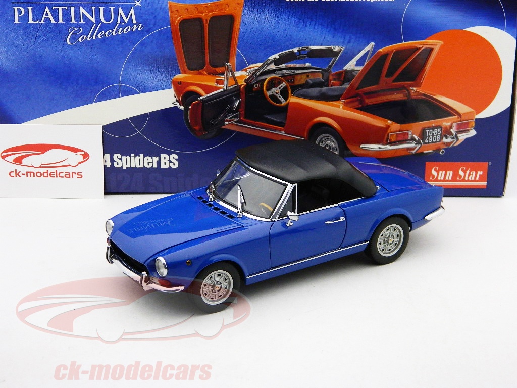 Sun Star Models 1:18 Fiat 124 Spider BS 1974 light blue 4907 model car ...
