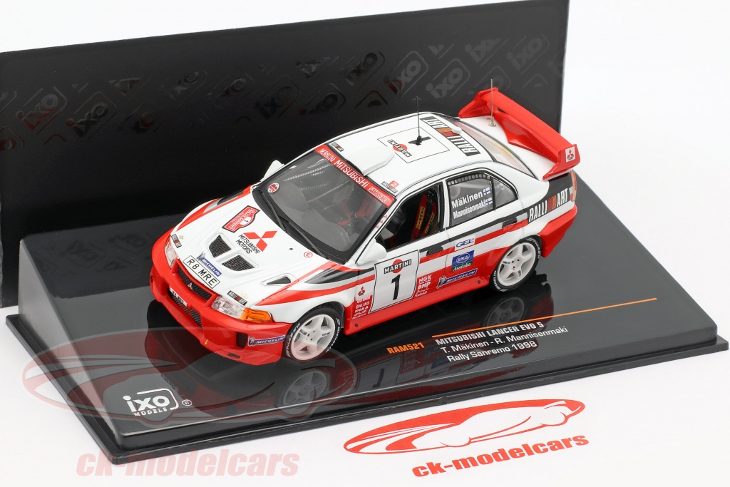 Ixo 1:43 Mitsubishi Lancer Evo V #1 Winner Rallye SanRemo 1998 Mäkinen ...
