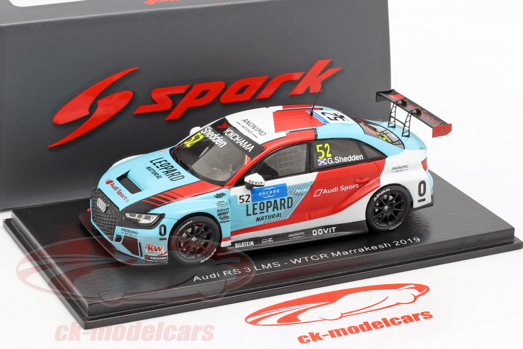 Spark 1:43 Audi RS3 LMS #52 WTCR Marrakesh 2019 G. Shedden S8961 model ...