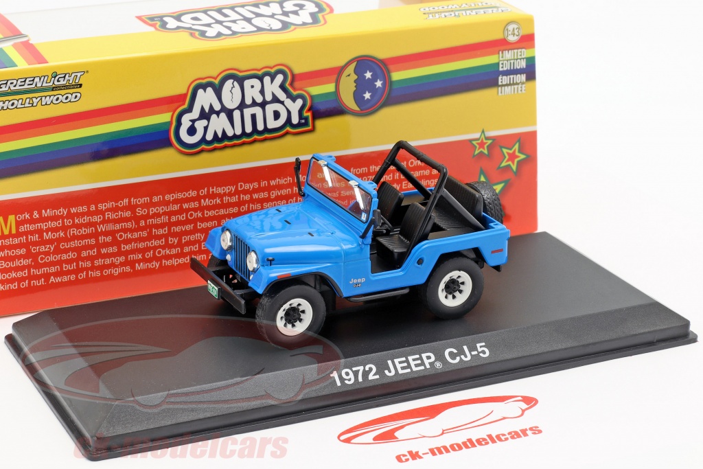 Greenlight 1:43 Jeep CJ-5 1972 テレビシリーズ Mork & Mindy 1978-82 ブルー 86570 ...