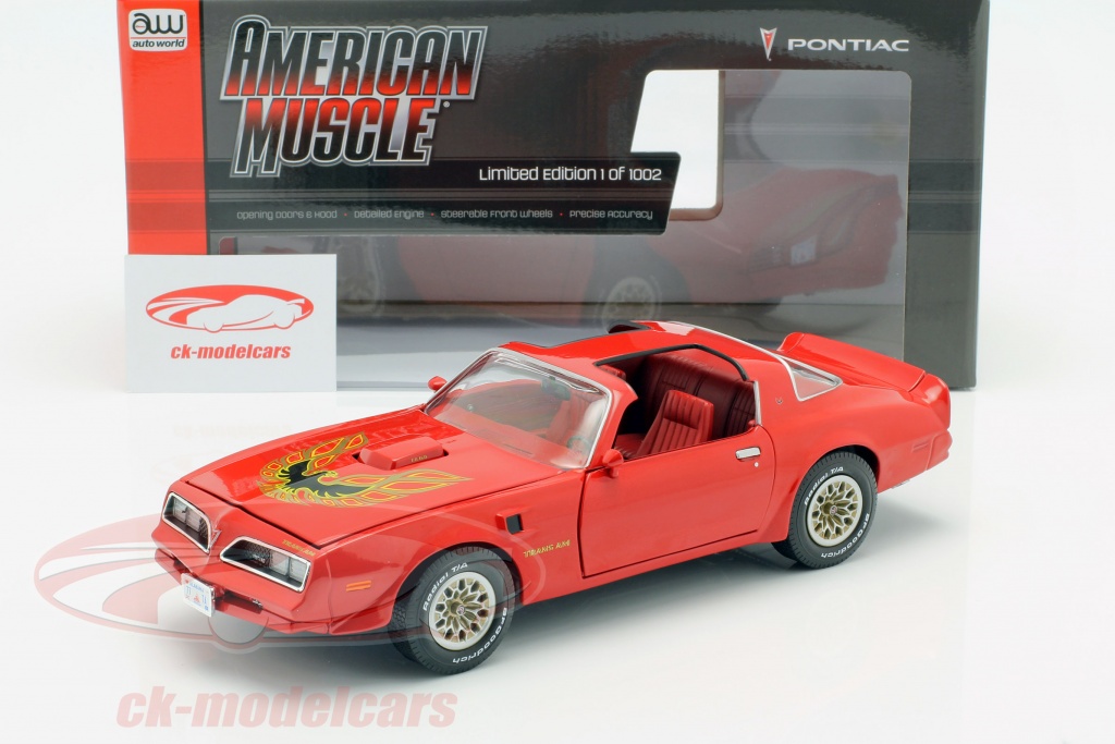 AutoWorld 1:18 Pontiac Firebird Trans Am year 1977 red AMM1160/06 model ...