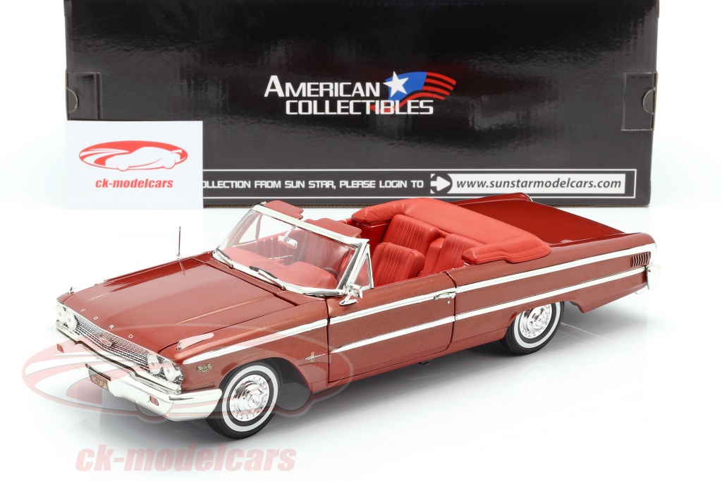 Sun Star Models 1:18 Ford Galaxie 500 XL Open Convertible 1963 castaño ...