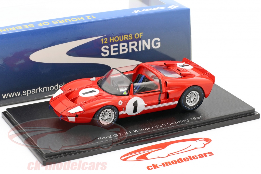 Spark 1:43 Ford GT-X1 #1 Gagnant 12h Sebring 1966 Miles, Ruby 43SE66 ...