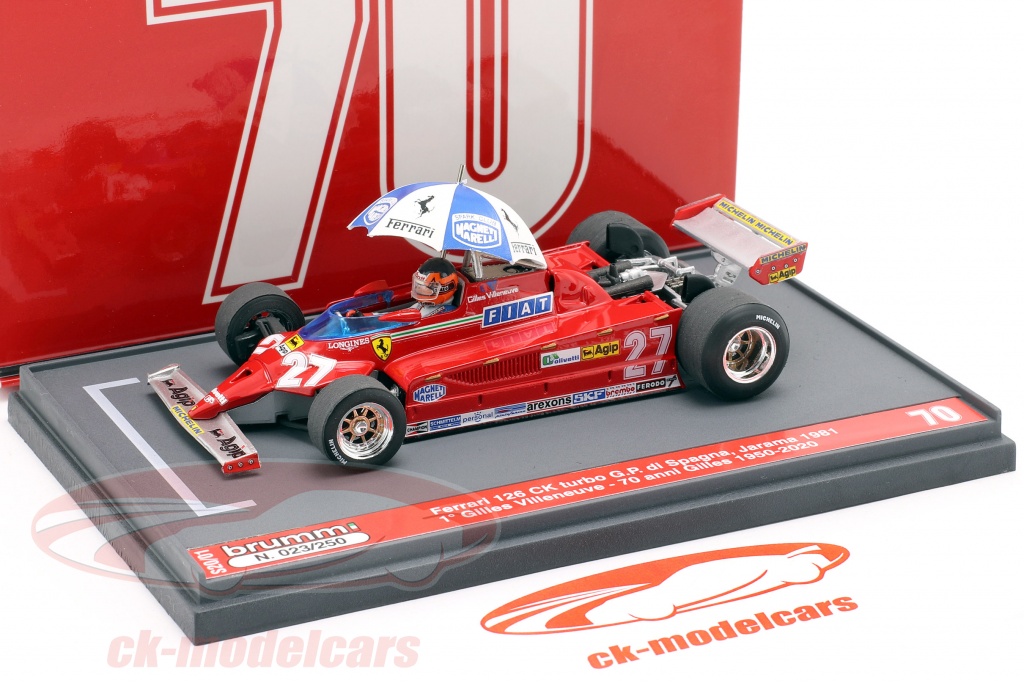 Brumm 1:43 Gilles Villeneuve Ferrari 126CK #27 勝者 スペイン語 GP 式 1 1981 S20 ...