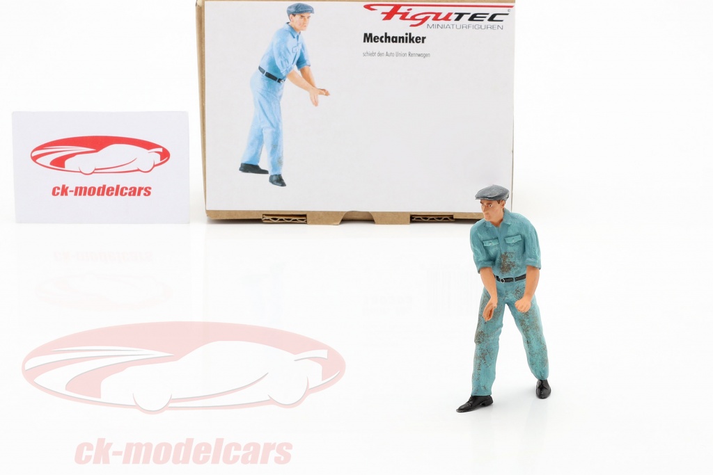 Figutec 1:18 Auto Union mechanic figure shoves the race car Figures ...