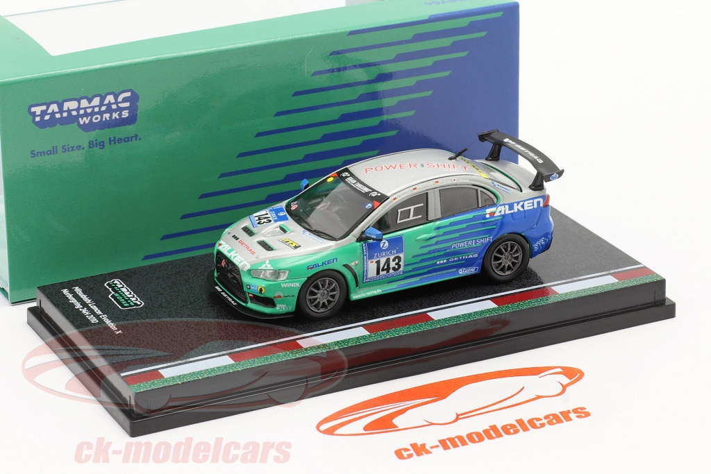 Tarmac Works 1:64 Mitsubishi Lancer Evo X #143 24h Nürburgring 2010 Falken T64-004-NUR modelo ...
