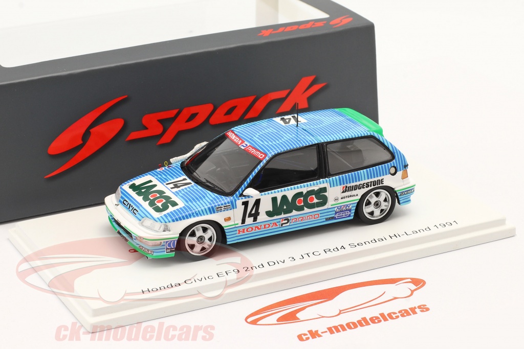Spark 1:43 Hond Civic EF9 #14 2e Div 3 JTC Rd4 Sendai Hi-Land 1991 ...