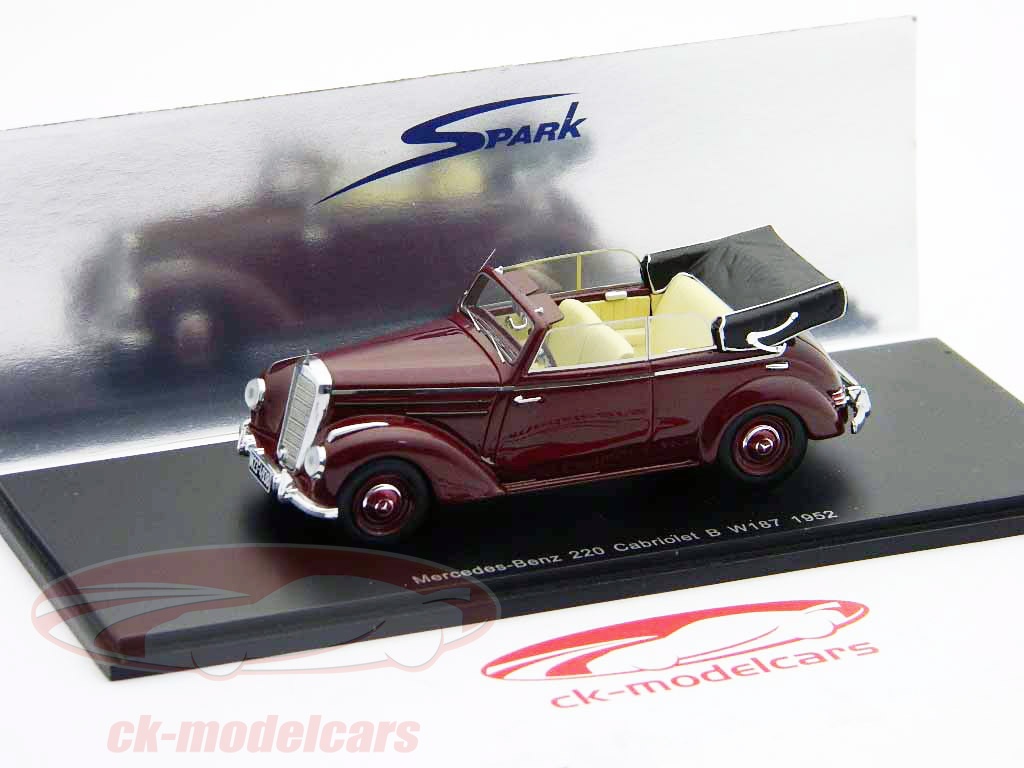 Spark 1:43 Mercedes-Benz 220 Cabriolet B W187 1952 dark red S1002 model ...