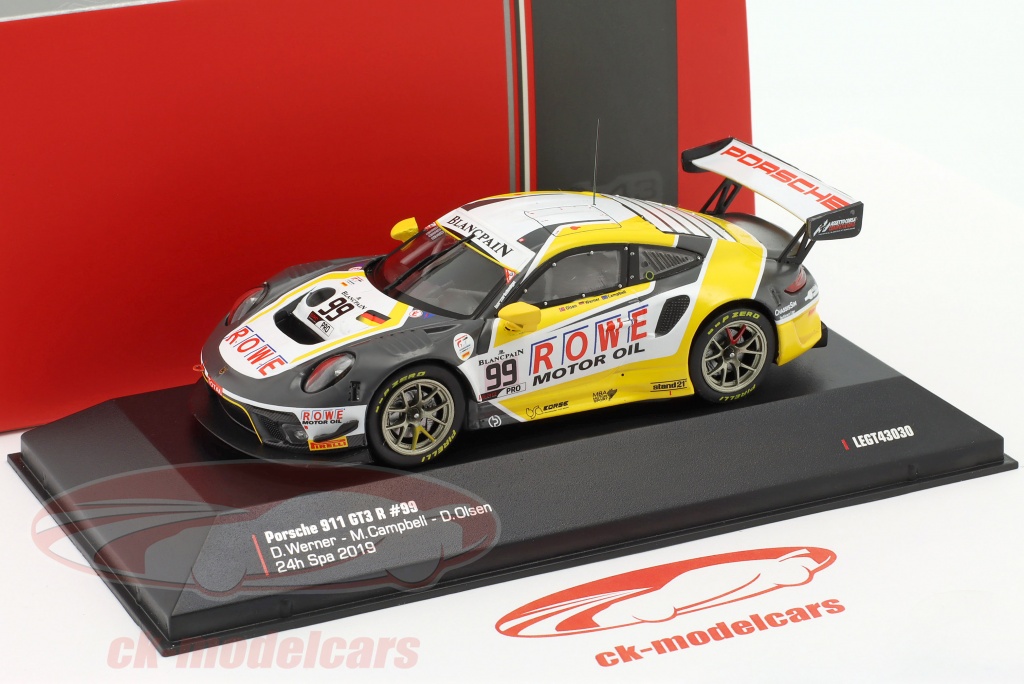 Ixo 1:43 Porsche 911 GT3 R #99 7th 24h Spa 2019 ROWE Racing LEGT43030 ...