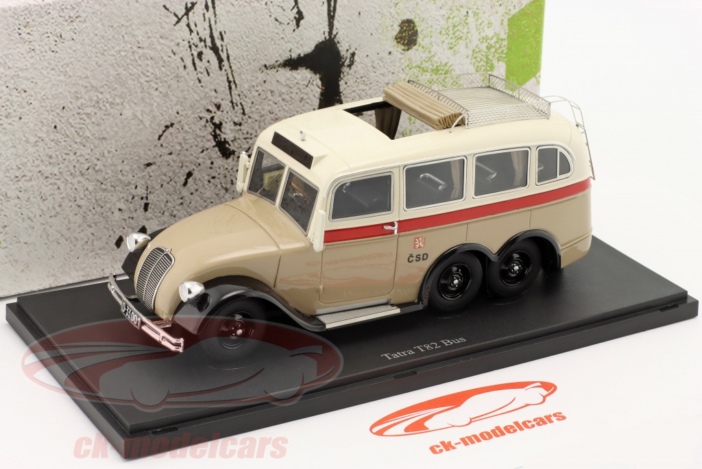 AutoCult 1:43 Tatra T82 bus year 1937 ivory / white / red 10011 model ...