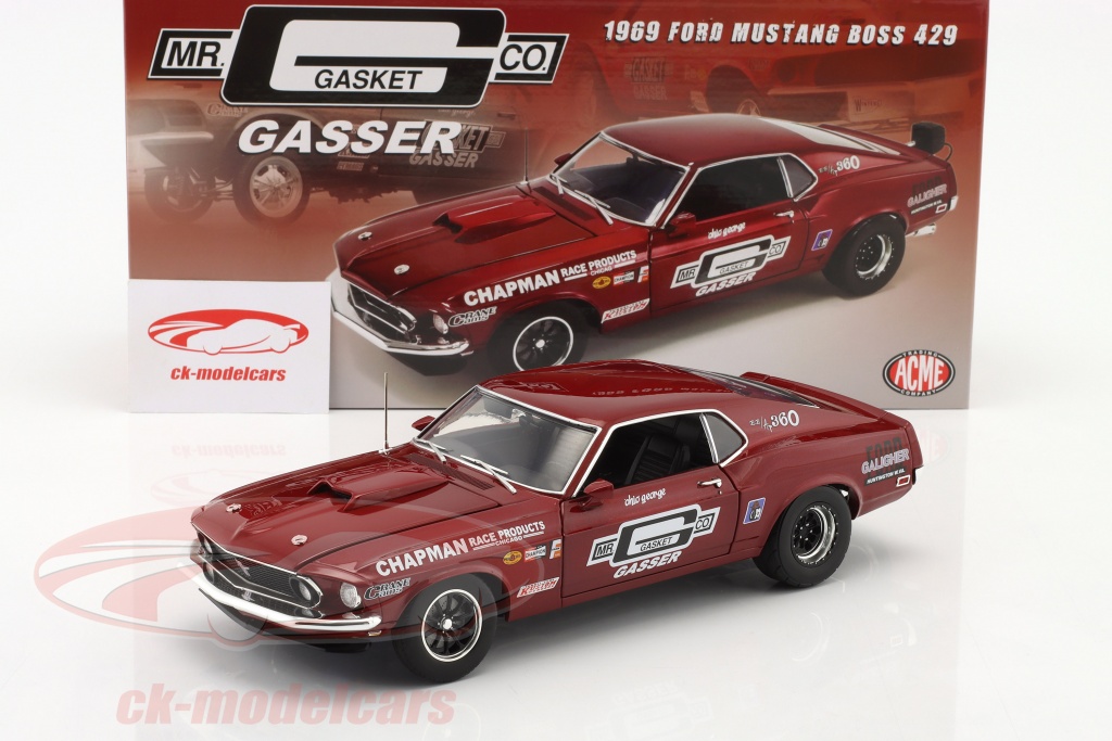 GMP 1:18 Ford Mustang Boss 429 Mr. Gasket Drag Outlaws 1969 rojo ...