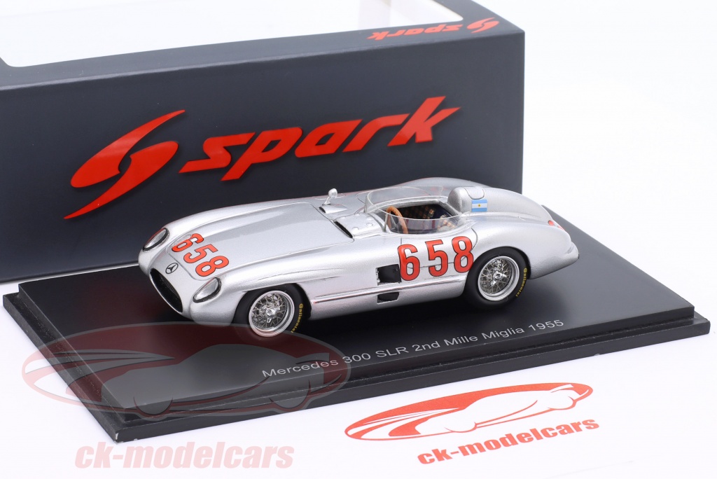 Spark 1:43 Mercedes-Benz 300 SLR #658 2nd Mille Miglia 1955 J.M. Fangio ...