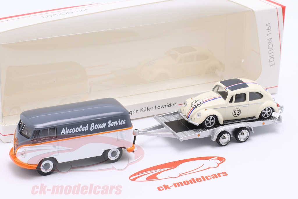 Schuco 1:64 3-Car Set: Volkswagen VW T1 con Remolque y VW Escarabajo ...