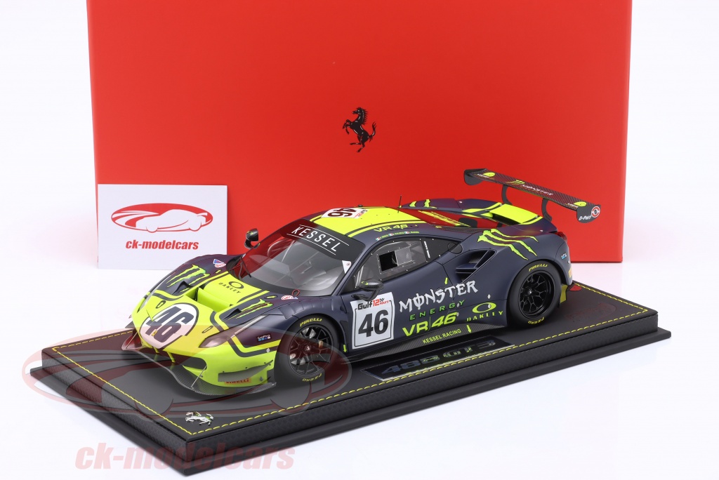 BBR Models 1:18 Ferrari 488 GT3 #46 4to Gulf 12h 2021 Monster VR46 ...