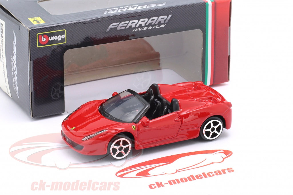 Bburago 1:64 Ferrari 458 Spider Baujahr 2011 rot CK89756 Modellauto ...