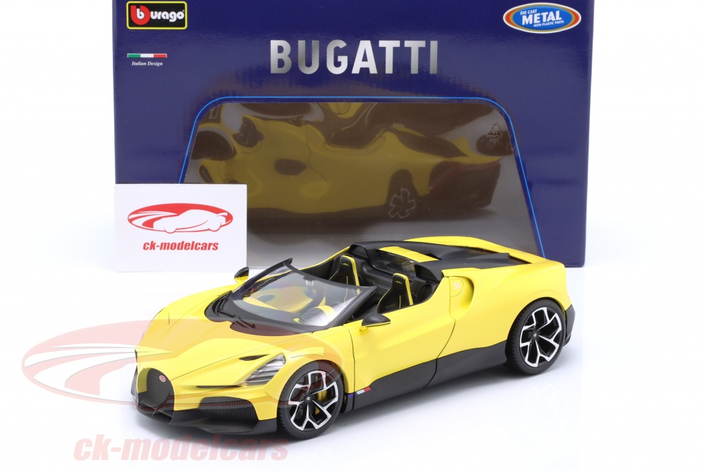 Bburago 1:18 Bugatti W16 Mistral year 2023 yellow 18-11051 model car 18 ...