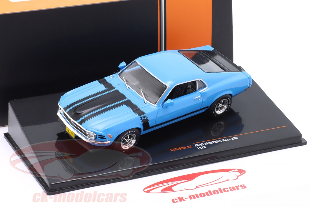 Ixo 1:43 Ford Mustang Boss 302 Baujahr 1970 blau CLC569N.22 Modellauto ...