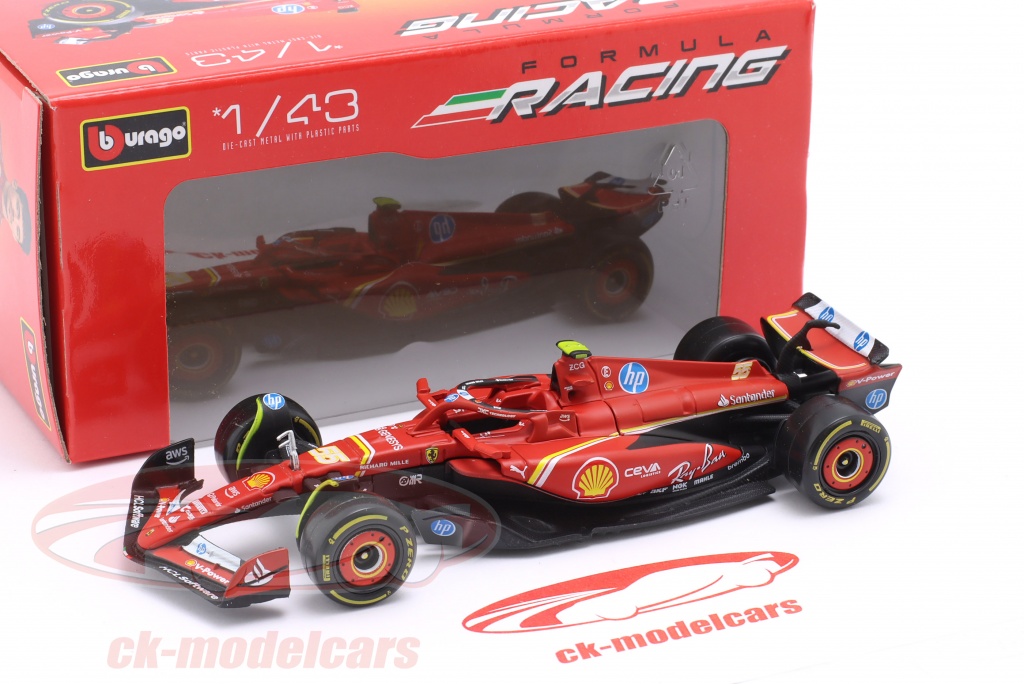 Bburago 1:43 Carlos Sainz jr. Ferrari SF-24 #55 Formula 1 2024 18-36844 ...