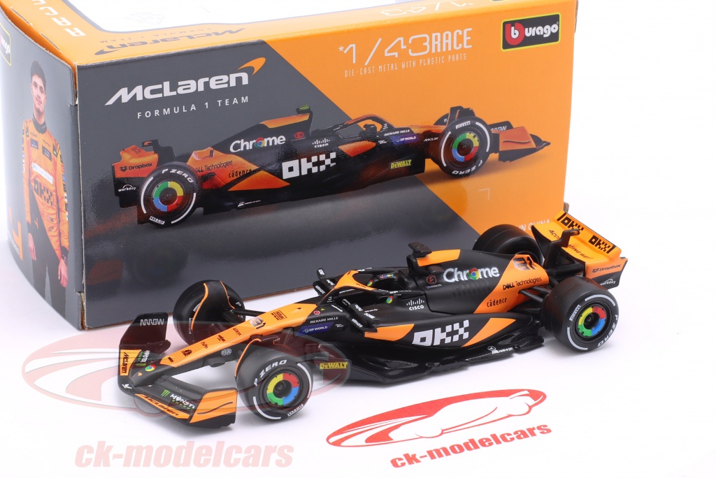 Bburago 1:43 Oscar Piastri McLaren MCL38 #81 Miami GP Formula 1 2024 18 ...