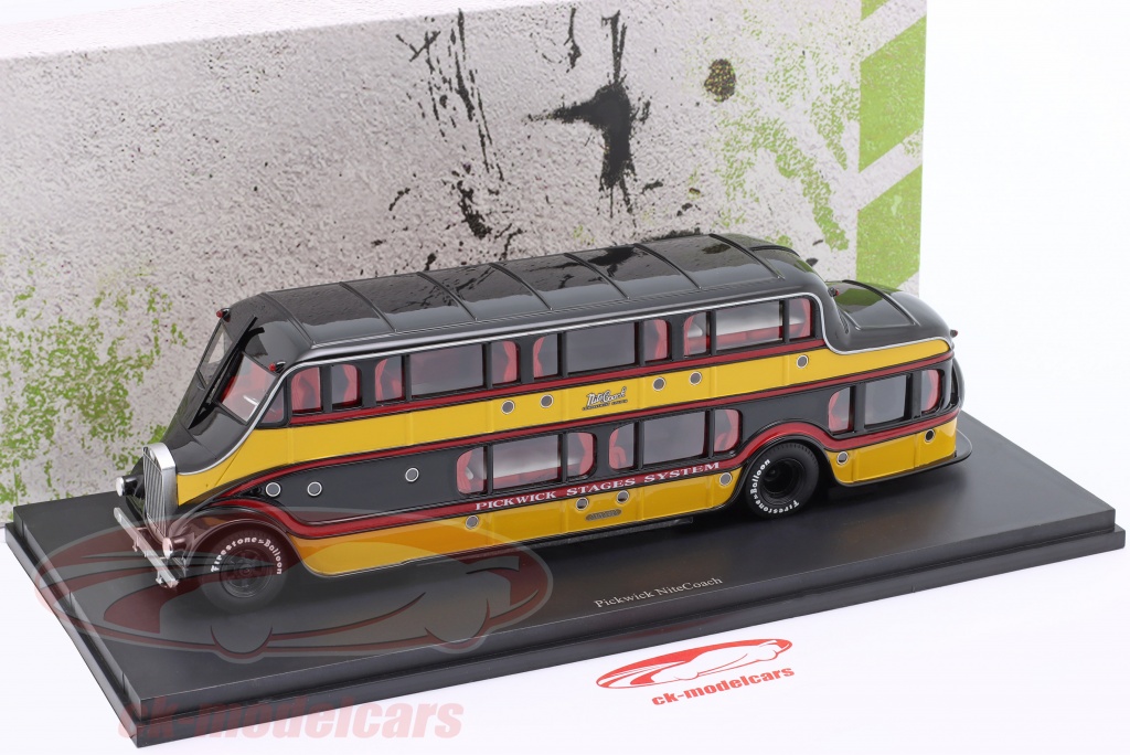 AutoCult 1:43 Pickwick Nite Coach Alsakia 建設年 1930 黒 / 黄色 / 赤 10014-1 ...