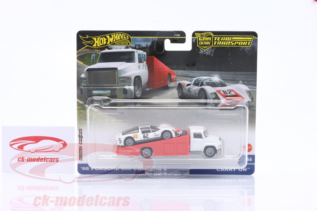HotWheels 1:64 Set Team Transport: Porsche 906 Carrera 6 1966 & Carry on Truck HRV47 #66 model ...