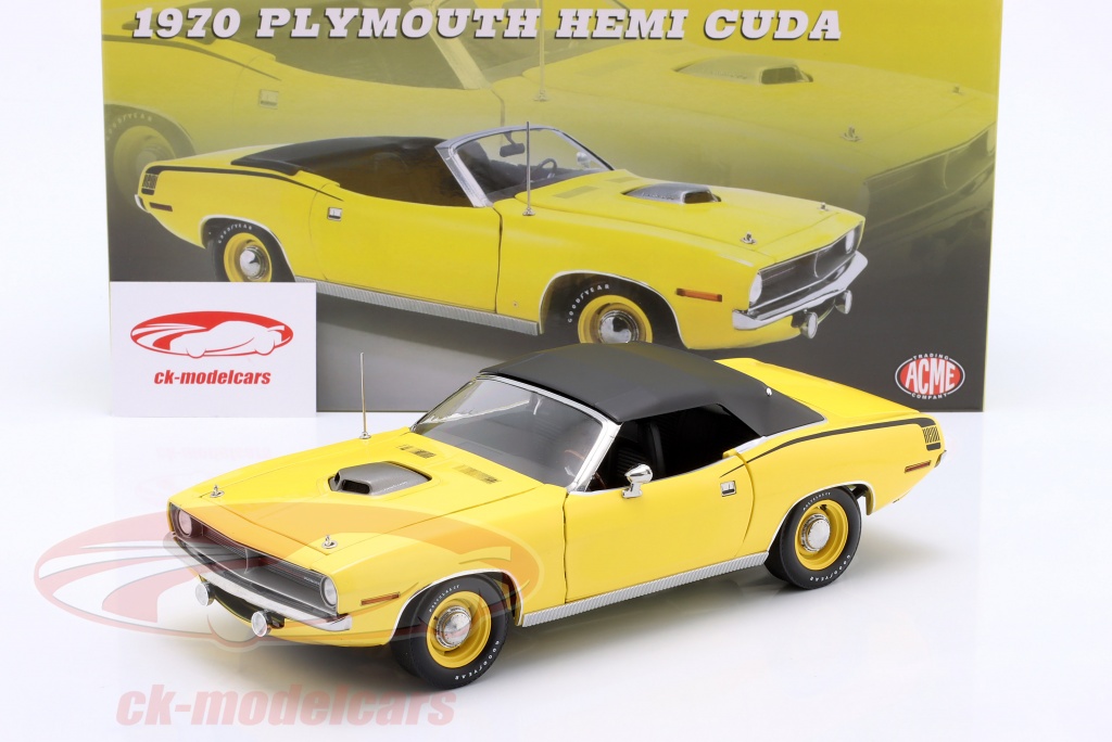 GMP 1:18 Plymouth Cuda Convertible year 1970 yellow A1806129 model car ...