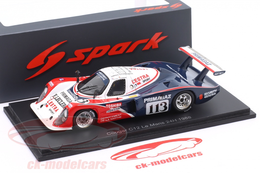 Spark 1:43 Cougar C12 #113 24h LeMans 1988 Cohen-Olivar, de Radiguès S9505 Modellauto S9505 ...