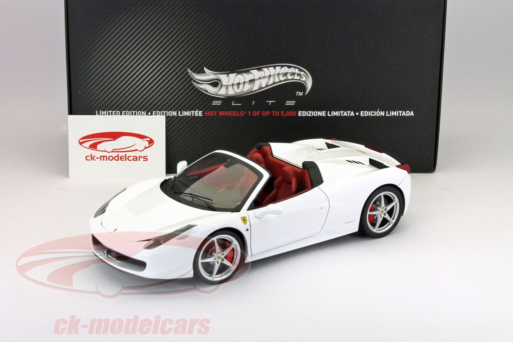 HotWheels Elite 1:18 Ferrari 458 Italia Spider 2011 White W1178 model ...